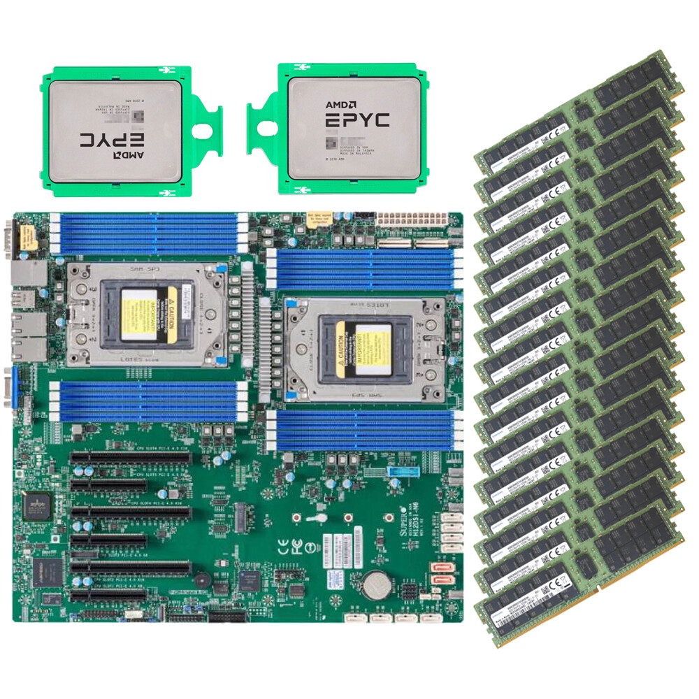SuperMicro H12DSI-N6 Motherboard + 2x AMD EPYC 7642 CPU + 512GB 3200MHz ...