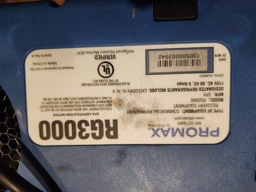 RG3000 PROMAX Cube Refrigerant Recovery Machine | eBay