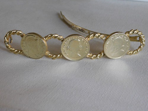 Large Gold Coin Hair Barrette Clip | eBay