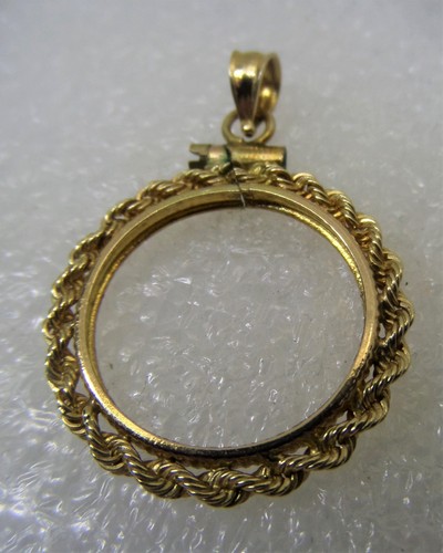 Solid 14k Yellow Gold Screw Top 1/10 oz American Eagle Rope Coin Bezel ...