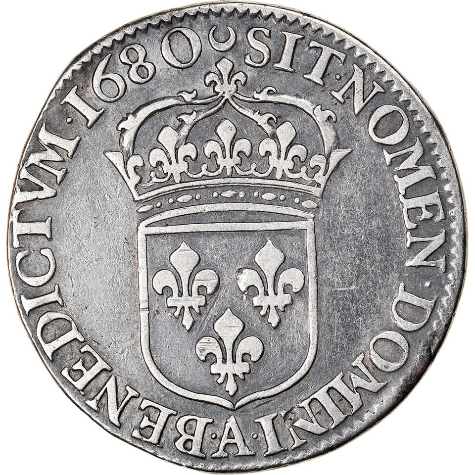 Monnaie, France, Louis XIV, 1/2 Écu à la cravate, 1/2 Ecu, 1680, Paris ...