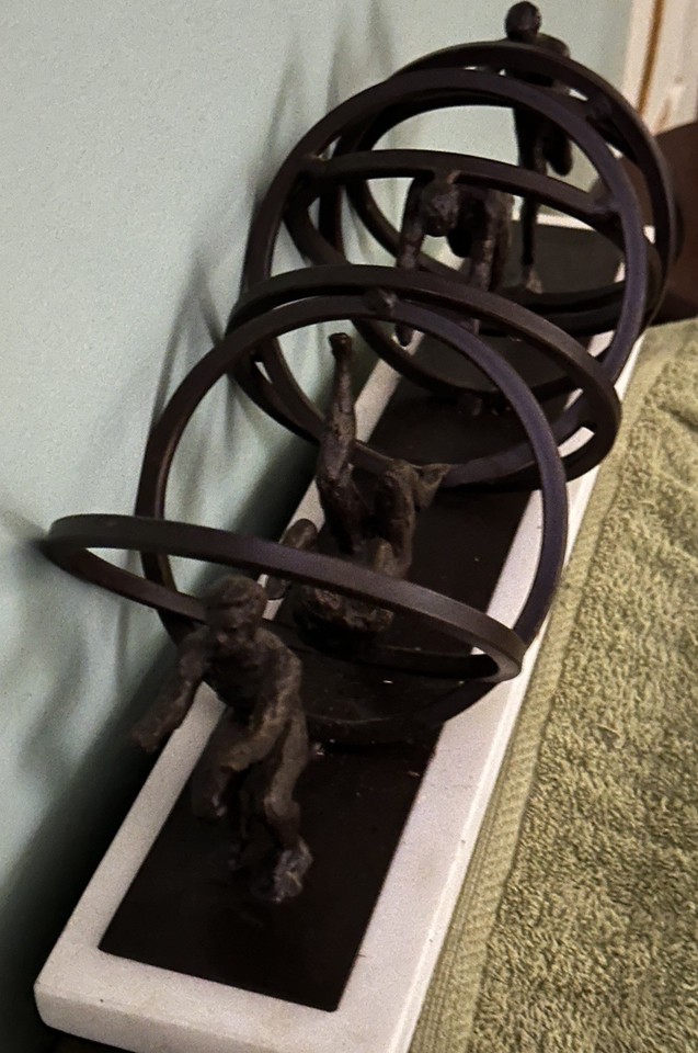 Jumping Through Hoops Metal Sculpture on Stone | eBay