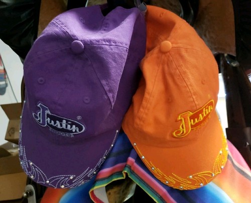 Justin Boots Purple Orange Rhinestone Womens Baseball Caps Adjustable ...