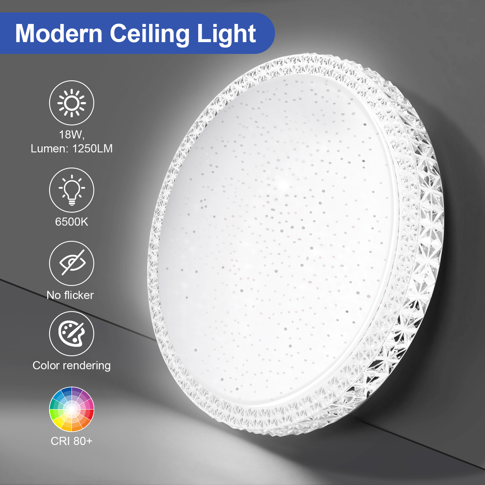 Modern LED Ceiling Light Round Panel Down Lights Living Room Bedroom ...