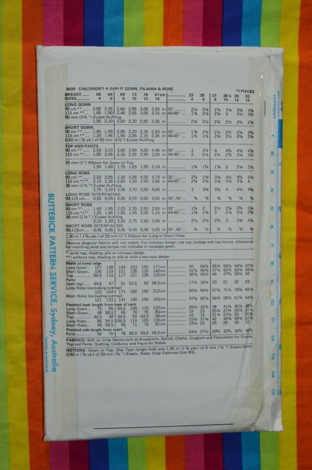 Butterick Sewing Pattern 3409 Girls Robe Pajamas Size 6 Vintage 70s ...