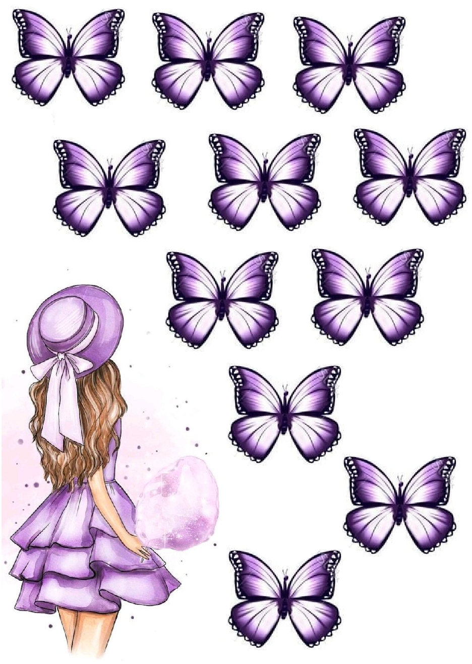 Girl in dress drawing Woman Mom Femme edible printed cake topper | eBay UK