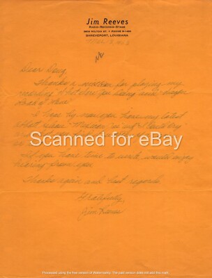 JIM REEVES Handwritten Signed Autographed Letter 1953 ONE OF A KIND | eBay
