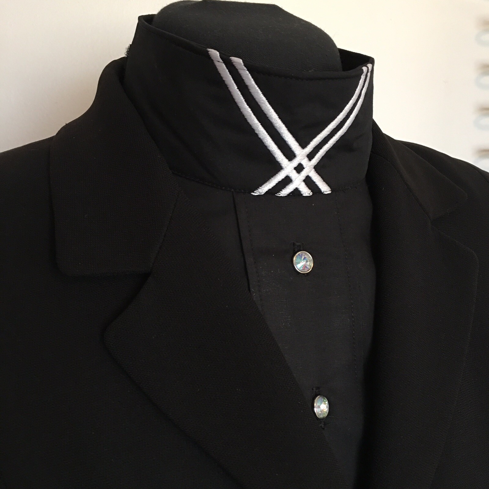 English Hunt Seat Ratcatcher Black Show Bib Dickie White Collar ...