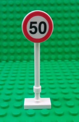 *NEW* Lego Sign 50 Speed Limit Sign 2x2 Clip Printed Traffic Post Pole ...