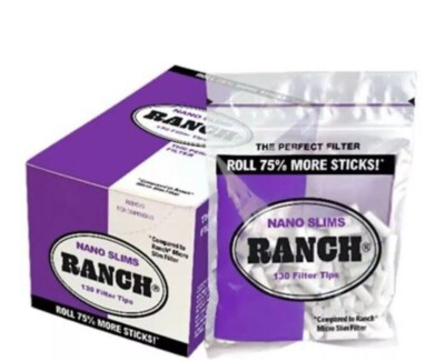 Box of Ranch Nano Slim Purple Cigarette Filters, 12 X 130, 1560 Filter ...