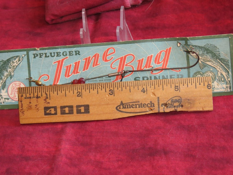 VINTAGE ON CARD PFLUEGER JUNE BUG SPINNER FISHING LURE | eBay