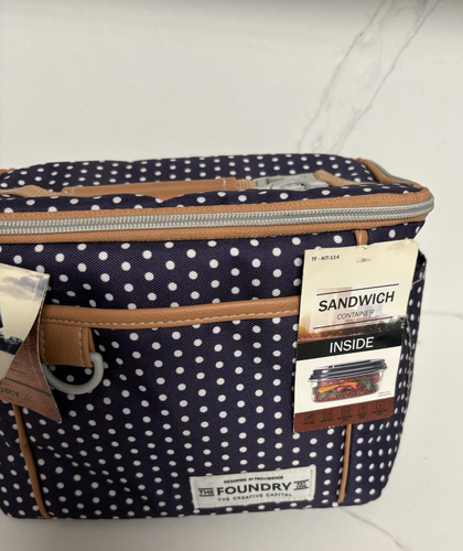 The Foundry Insulated Lunch Bag Navy Polka Dot + Sandwich Container Set ...
