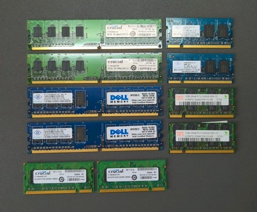 Lot of 10 Mixed Brands Sizes 1GB 256MB PC Laptop DDR2 PC2 SODIMM RAM ...