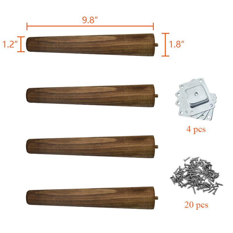 4 PCS Solid Wood Legs Beech Pine Poplar Table Legs DIY with Fixing ...