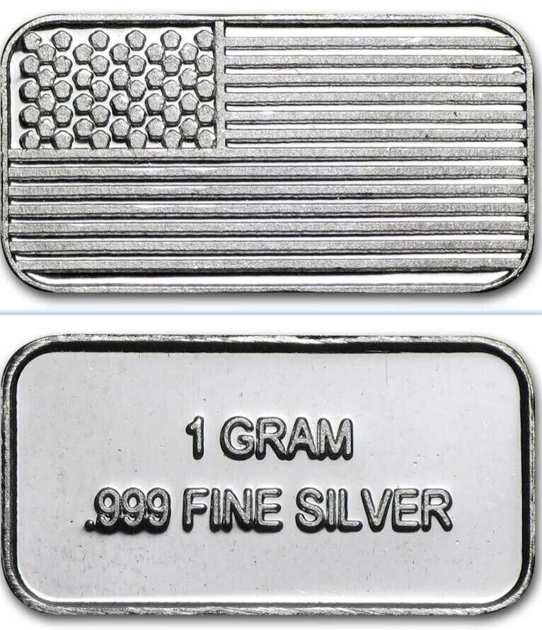 1 Gram Silver American Flag Bar 1 gm 0.999 Fine Silver US Seller ...