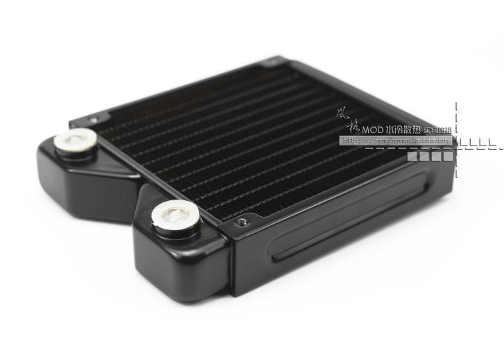 120mm Black Pure Copper Radiator G1/4 Threads PC Water Liquid Cooling ...