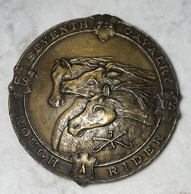 Seventh 7th Cavalry Rough Riders Brass Belt Buckle Horse Military | eBay