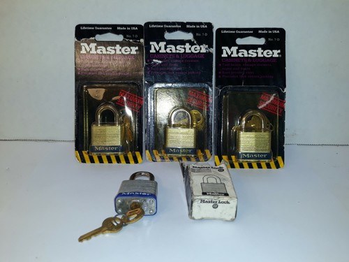 Lot of 4 Master Lock 7d Padlock, Keyed, Standard Shackle, Rectangular ...