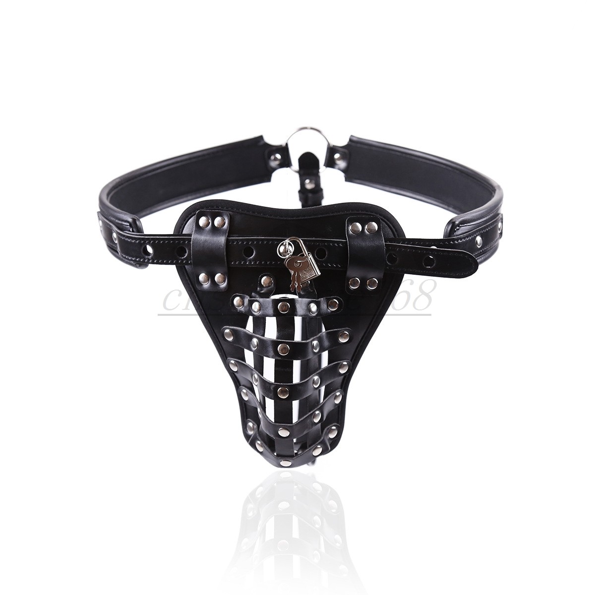 New PU-Leather Male Men Lockdown Chastity Belt Restraint Knickers Cage ...