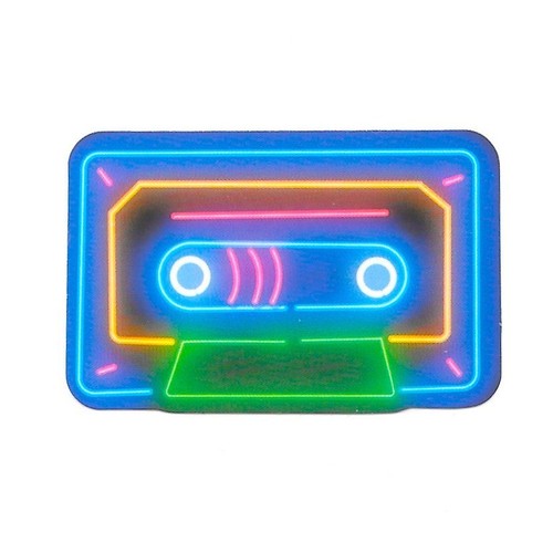 Neon Cassette Tape Vinyl Sticker Retro Music Decal Synthwave Glow ...