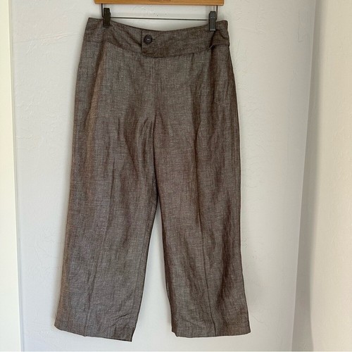 David N Brown Linen Blend Crop Wide Leg Pant Size: 8 | eBay
