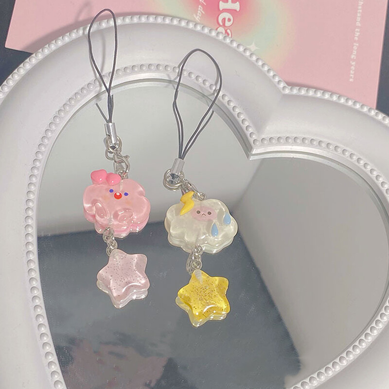 Lovely Cartoon Cloud Star Phone Chain Kawaii Candy Color Phone Lanyard ...