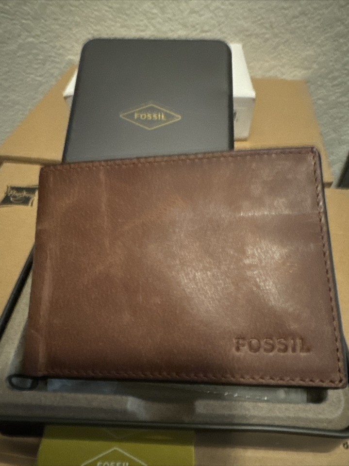 Fossil Men's Derrick Front Pocket Wallet Bifold Genuine Leather Brand ...