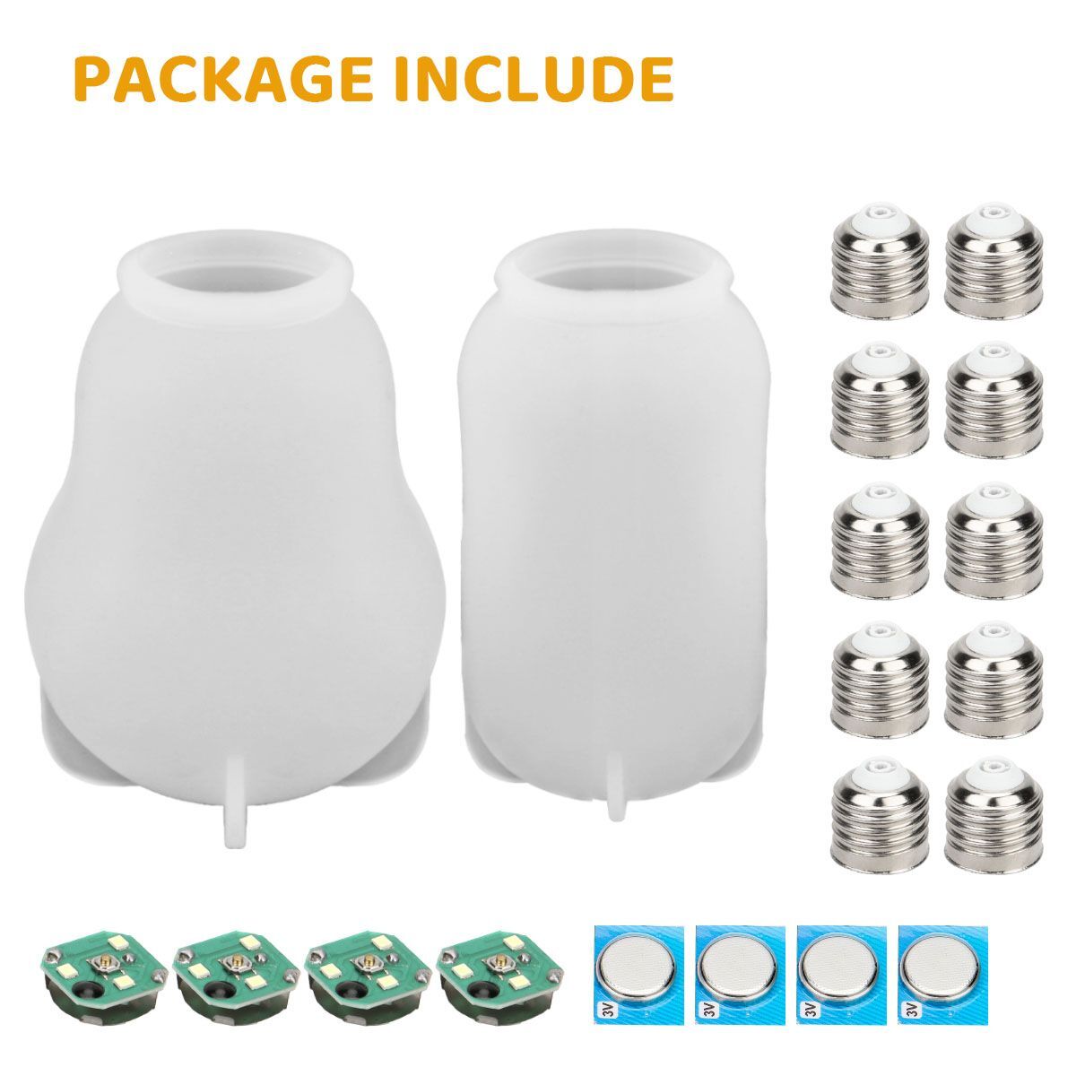 16pcs Silicone LED Light Bulb Resin Molds Chip Cover Epoxy Making Tool ...