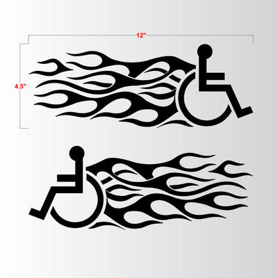 Handicapped Stick-on White Surface or Plastic Set-2 BLACK Decal ...
