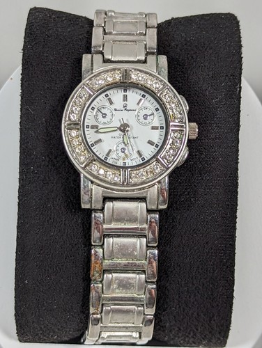 Charles Raymond White Dial Crystal Accent Round Silver Tone Case ...