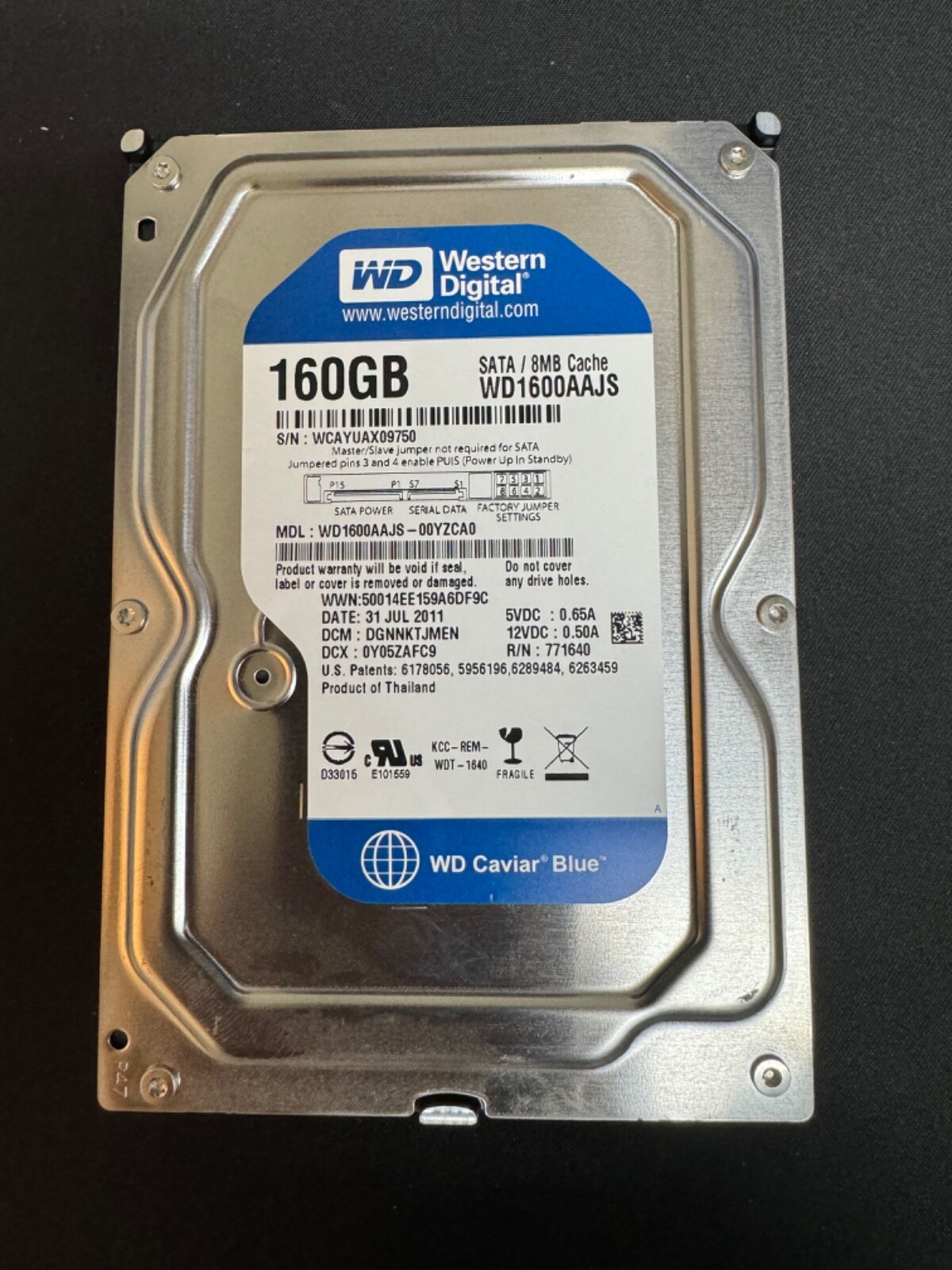 Western Digital 160GB Internal 3.5" (WD1600AAJS) HDD Tested and Working ...