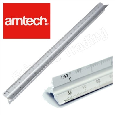 Pro 12" 300mm Triangular Aluminum Tri-Scale Metal Ruler Architect ...