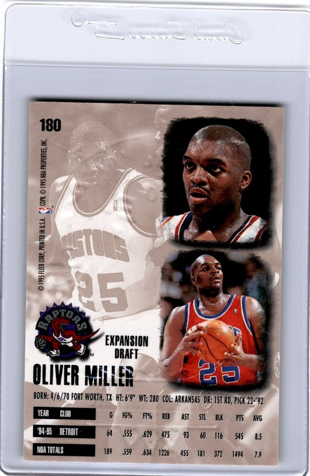 1995 Ultra #180 Oliver Miller Gold Medallion - Toronto Raptors | eBay