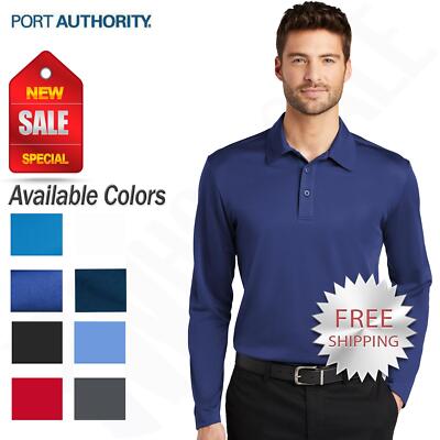 Port Authority Mens Dri-Fit SIlk touch Polo Golf Long Sleeve Polo Shirt ...