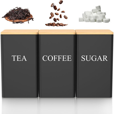 Tea Coffee Sugar Canister 1000 Ml Metal Coffee Tea Sugar Container with ...