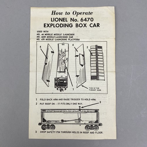 Lionel No. 6470 Exploding Box Car Original Instruction Manual Sheet ...