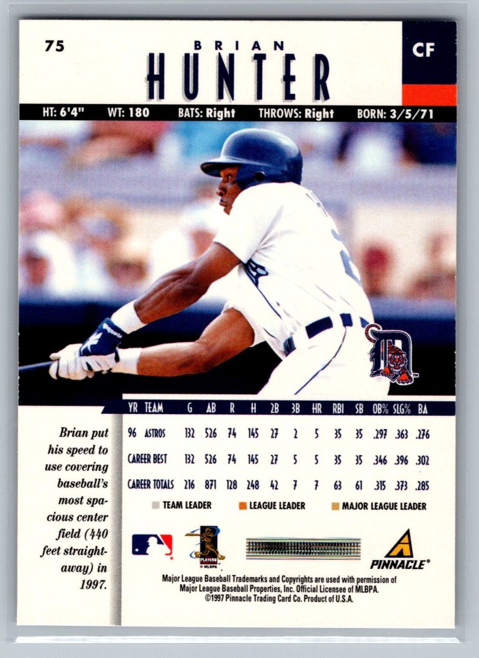 Brian Hunter 1997 New Pinnacle BASEBALL #75 Detroit Tigers | eBay