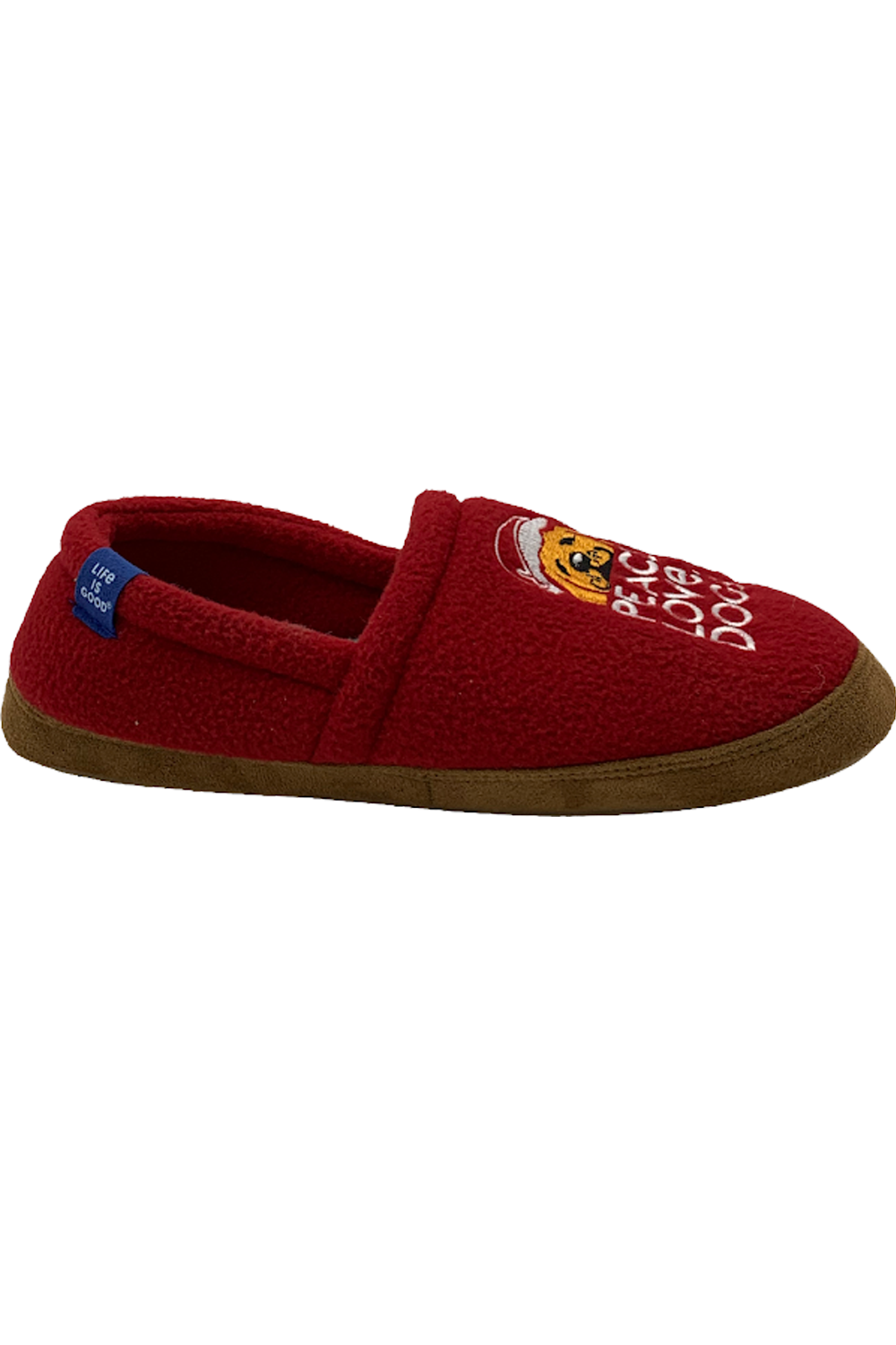 Life is Good Fleece Graphic Slippers Cranberry/Dog | eBay