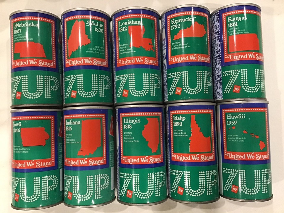 Vintage 7 UP 50 States Uncle Sam Soda Cans Complete Bicentennial Set | eBay