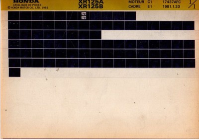 Microfiche HONDA XR125 XR 125 A B MOTO | eBay