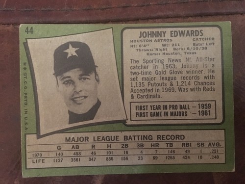 1971 Topps #44 Astros Johnny Edwards Baseball Card | eBay