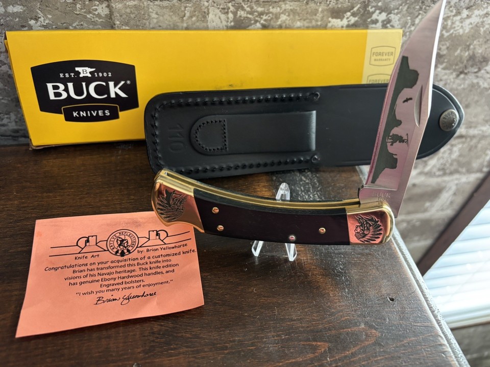 BUCK 110 USA KNIFE * YELLOWHORSE CUSTOM CHIEF | eBay