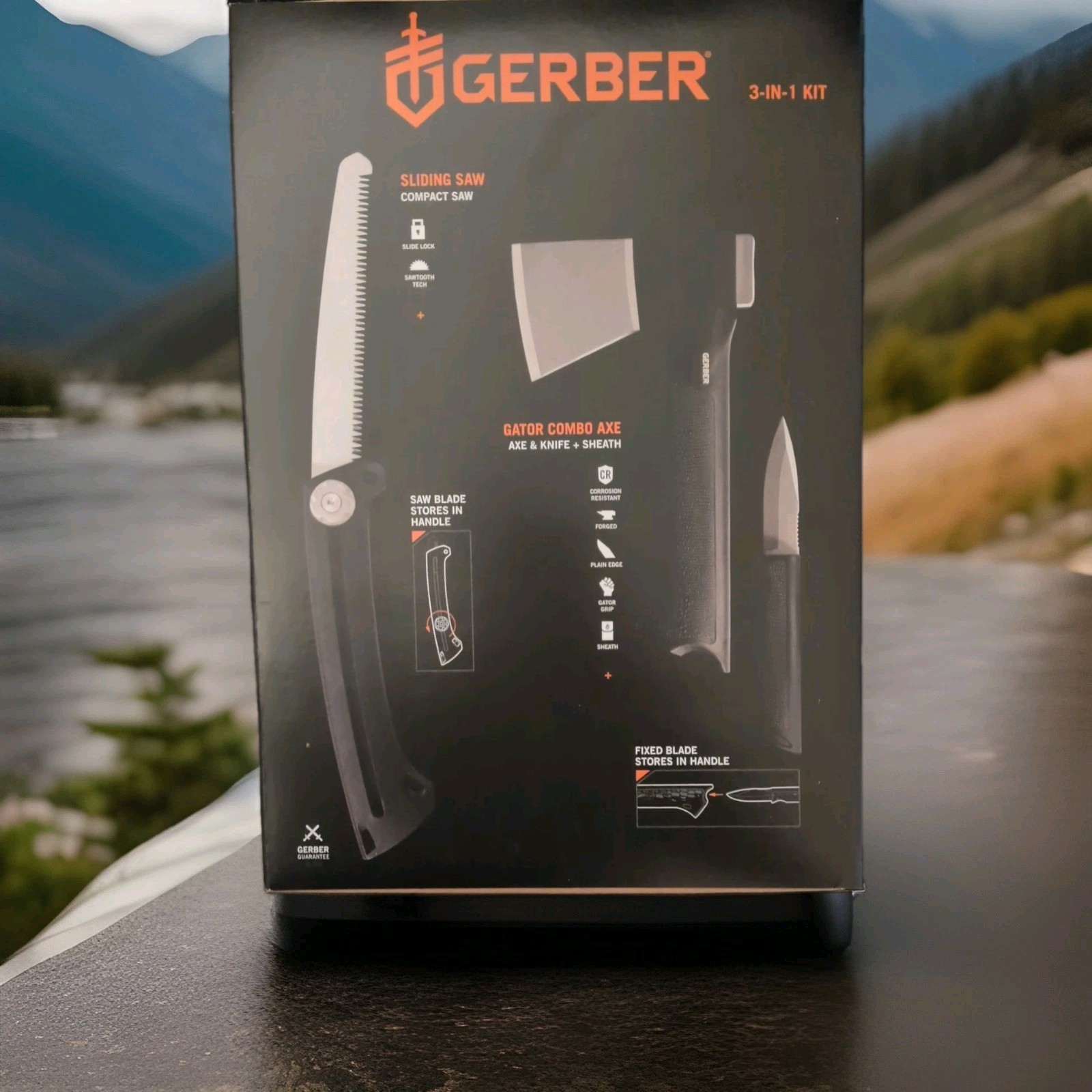 Gerber 3-in-1 Axe Knife & Saw Combo Kit – Gator Grip Handle Camping ...