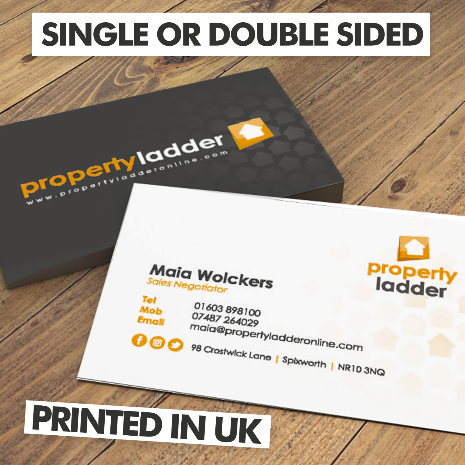 Business Card Personalised Printed Single or Double Side Business Card ...