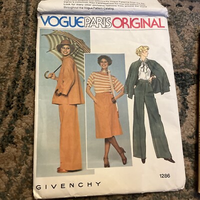 Vogue Paris Original Givency 1286 Sewing Pattern Size 10 Uncut | eBay