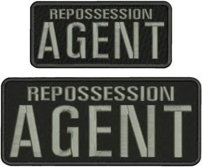 REPOSSESSION AGENT EMB PATCH 4X10 & 3X7 HOOK ON BACK BLK/gray | eBay