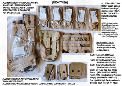 COMPLETE KIT! NEW USGI DCU MOLLE II FLC Vest + 10 Pouches | eBay