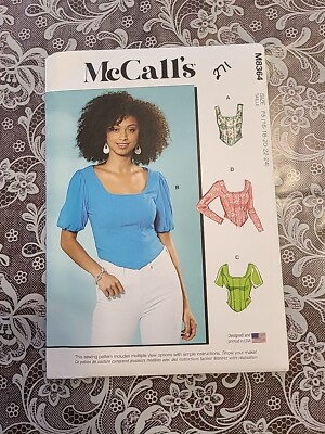 McCall's M8364 Knit Corset Tops w Square Neck & Sleeve Options Sz 16-24 ...