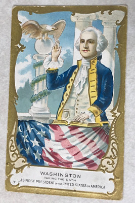 C1769 Postcard George Washington Flag Taking the Oath | eBay