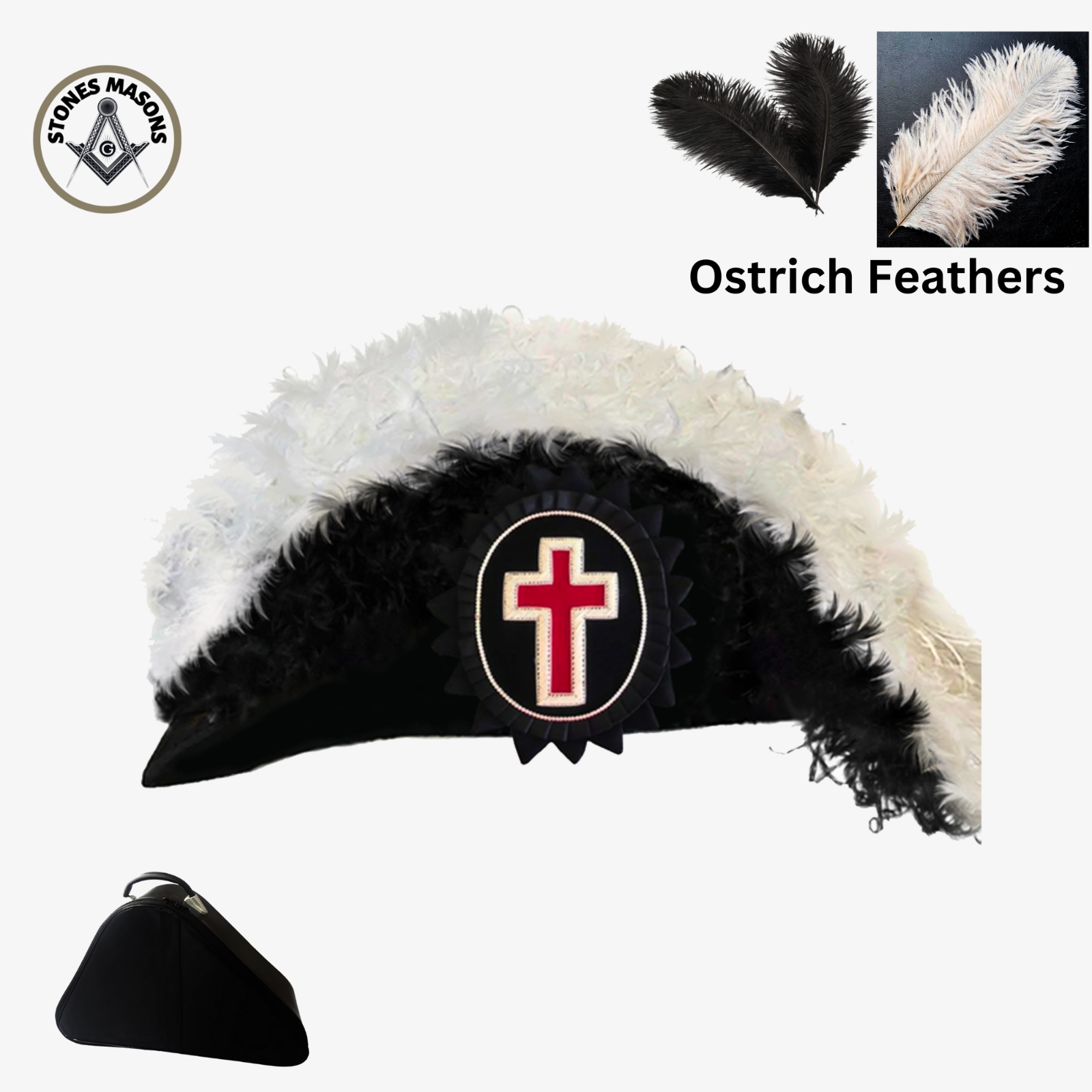 Sir Knight Knights Templar Commander Chapeau, White + Under Layer Black ...